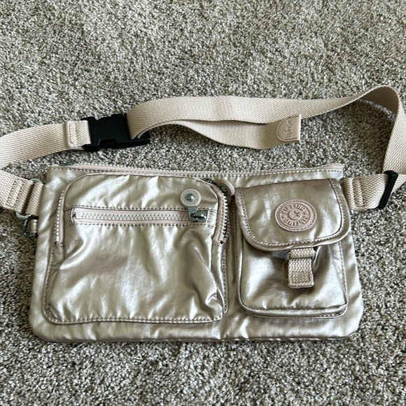Kipling | Bags | Kipling Metallic Gold Champagne Belt Bag Fanny Pack ...